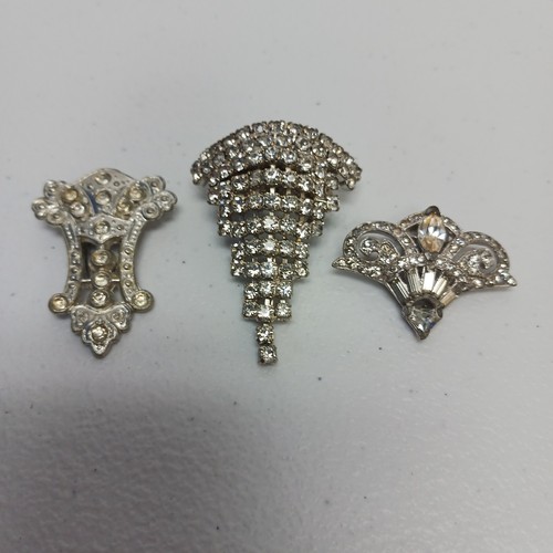 ESTATE Lot Vintage Rhinestone Dress Clips Silver Tone | eBay