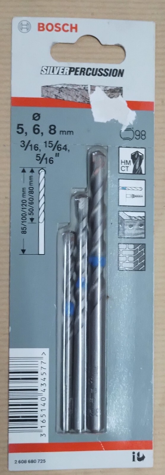 Bosch Silver Percussion Drill Bit size 5 6 8 mm | eBay
