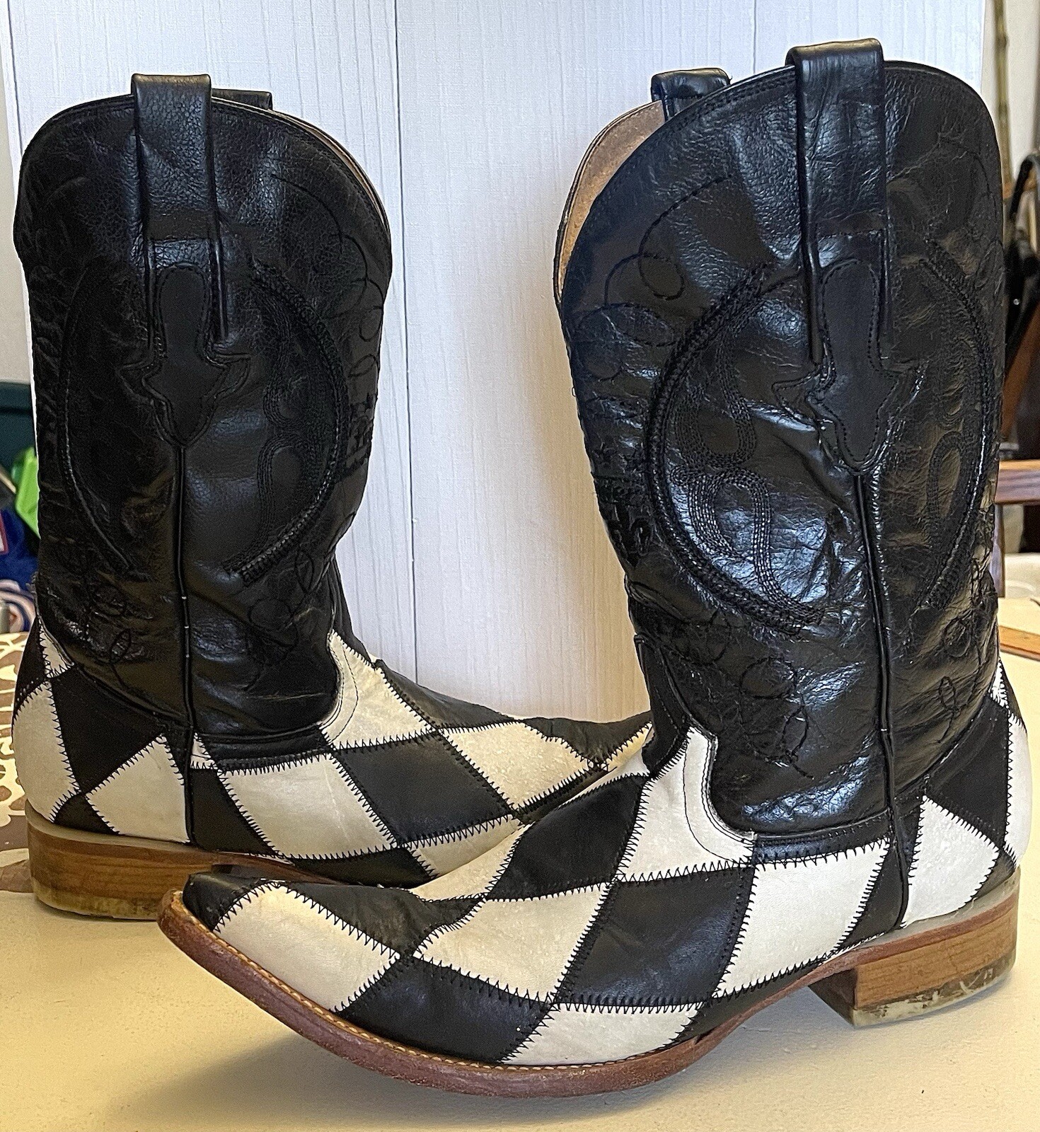 Black White Harlequin Diamond Pattern Premier Western… - Gem