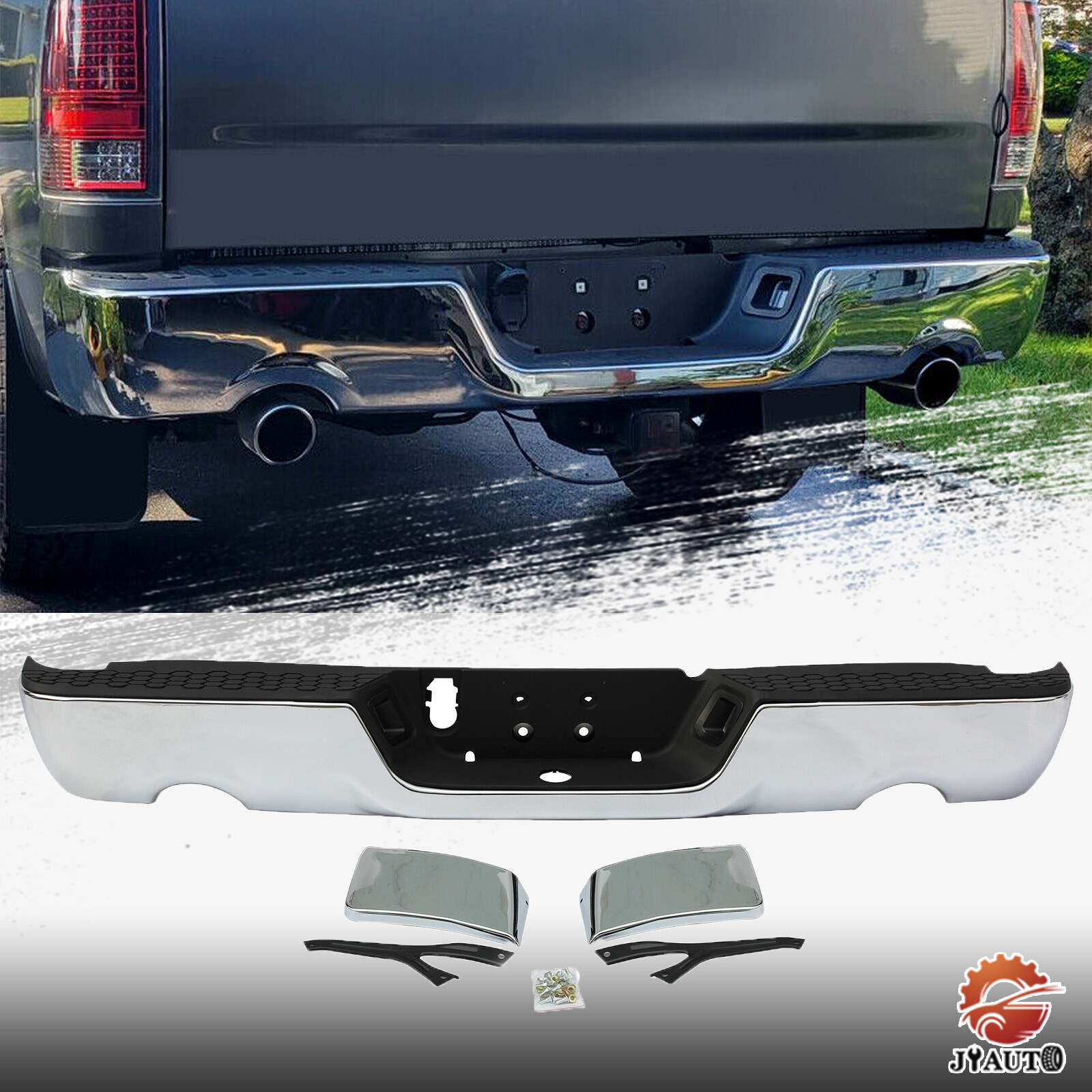 Chrome Rear Step Bumper Assembly For 2009-2018 Dodge RAM 1500 w/Dual ...