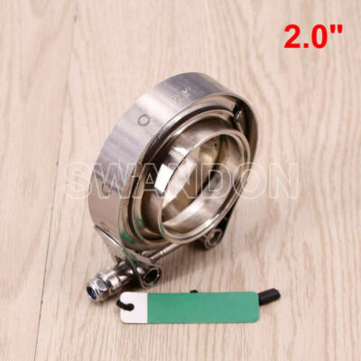 2'' inch Turbo Exhaust V-Band Clamp with 2 Flange Down Pipe &Stainless ...