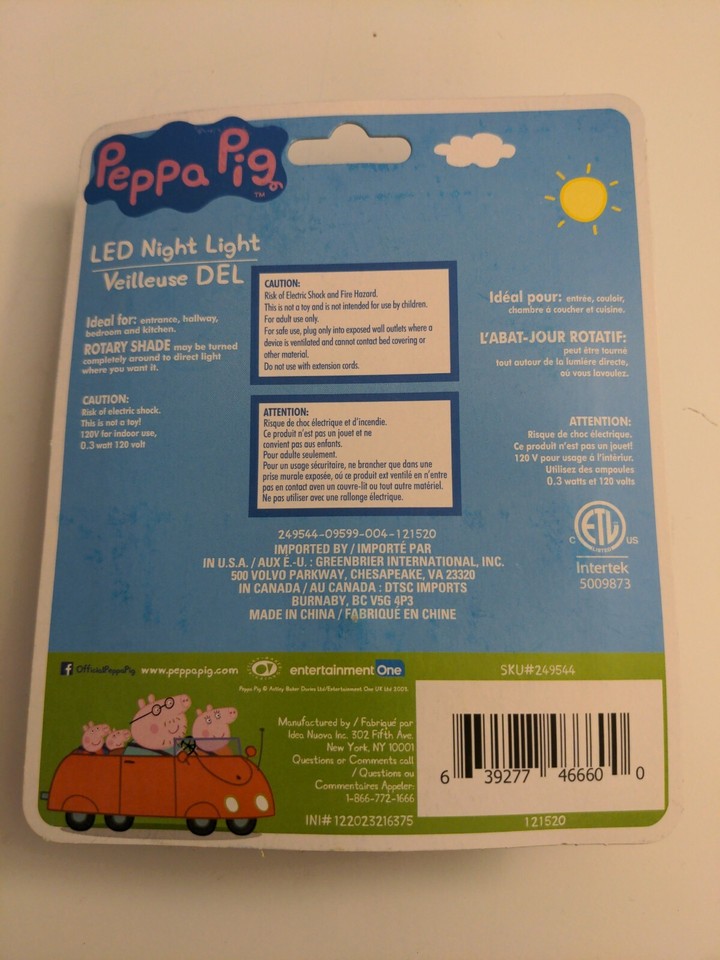Peppa Pig LED Night Light Plug-In | eBay