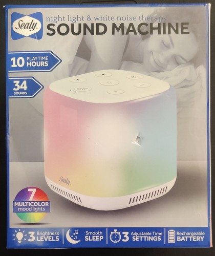 New Sealy Night Light & White Noise Therapy Sound Machine Rechargeable ...