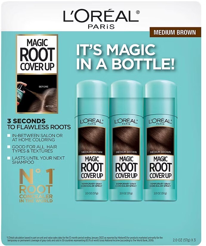 L'Oréal Paris Magic Root Cover Up Gray Concealer Spray, Drk Brown, 2 oz ...