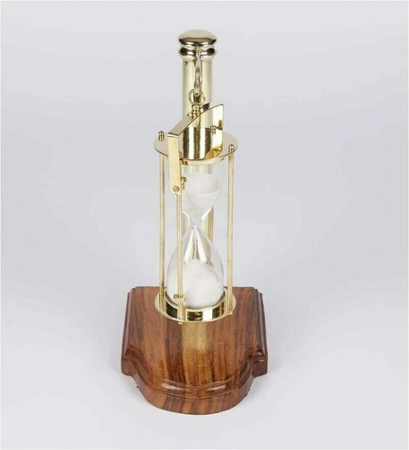 Hourglass Nautical Brass Hanging Sand Timer With Wooden Base Desk ...