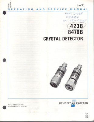 Original Hewlett Packard 423B 8470B Crystal Detector Operating ...