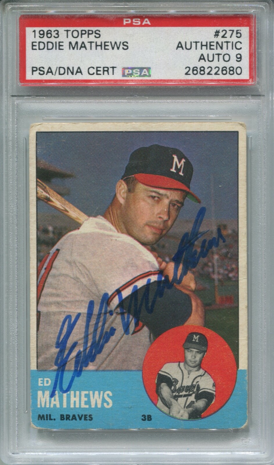 1963 TOPPS #275 ED EDDIE MATHEWS PSA/DNA AUTOGRAPHED Auto Grade 9 | eBay