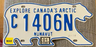 Nunavut 2001 POLAR BEAR COMMERCIAL License Plate # C1406N | eBay