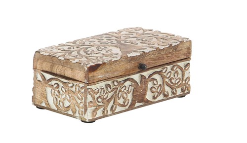 Mango Wood Floral Decorative Box Decorative Keepsake Boxes with Hinged ...