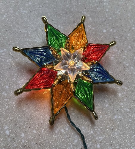 Vintage Retro Multicolored 8 Point Star Light Up Holiday Christmas Tree ...