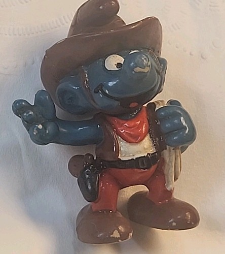 Vtg "COWBOY SMURF" - Schleich Smurfs Toy Peyo - Hong Kong - 1981 | eBay