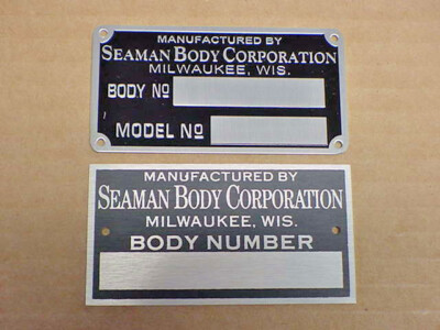 Seaman Body Data Plate 2 Different Styles Vintage Cars CHOICE | eBay