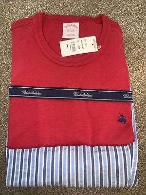 Brooks Brothers Pyjama Set BNWT RRP £115 Red T-Shirt/Blue Striped ...