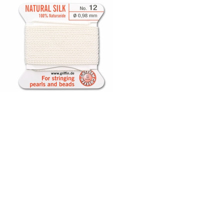 WHITE SILK STRING THREAD 0.98mm STRINGING PEARLS & BEADS GRIFFIN SIZE ...