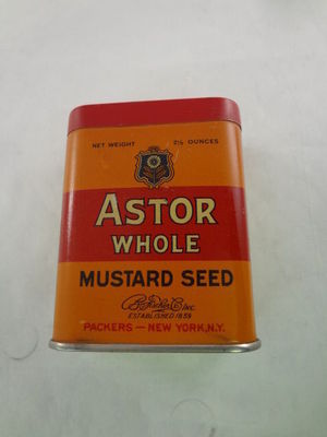 VINTAGE ASTOR SPICE TIN ADVERTISING GRAPHICS MUSTARD S-1758 | eBay