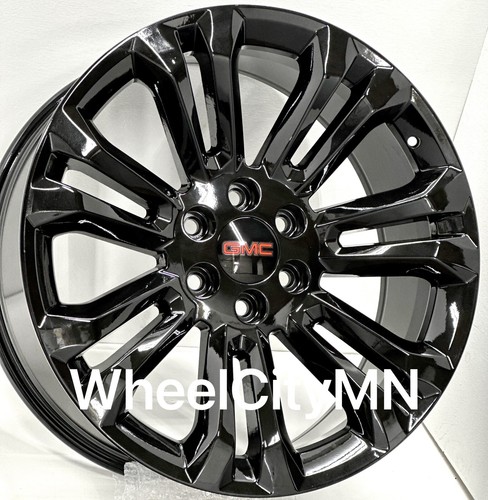 24" gloss black OE 5666 replica 84346100 rims fits GMC Sierra Yukon ...