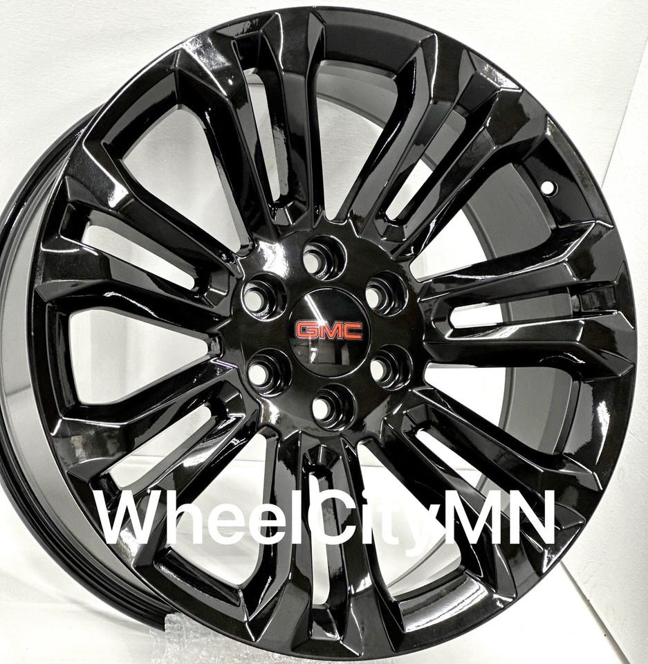 24" gloss black OE 5666 replica 84346100 rims fits GMC Sierra Yukon ...