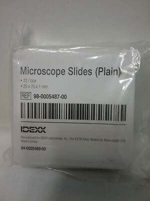 IDEXX Microscope Slides PLAIN 25x75x1mm 98-0005487-00 Box of 72 slides ...
