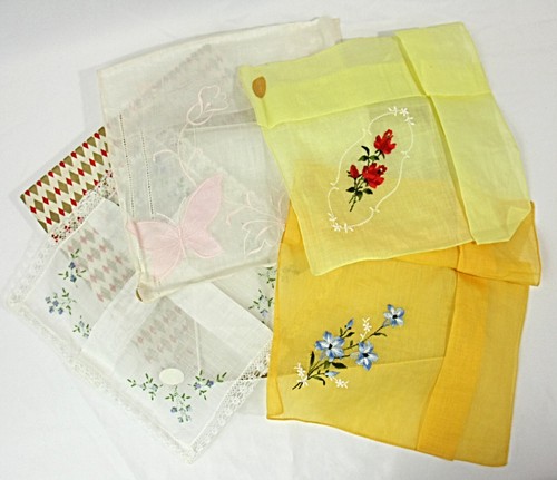 Vintage Lot of Floral Embroidered Cotton Hankies HandKerchief ...