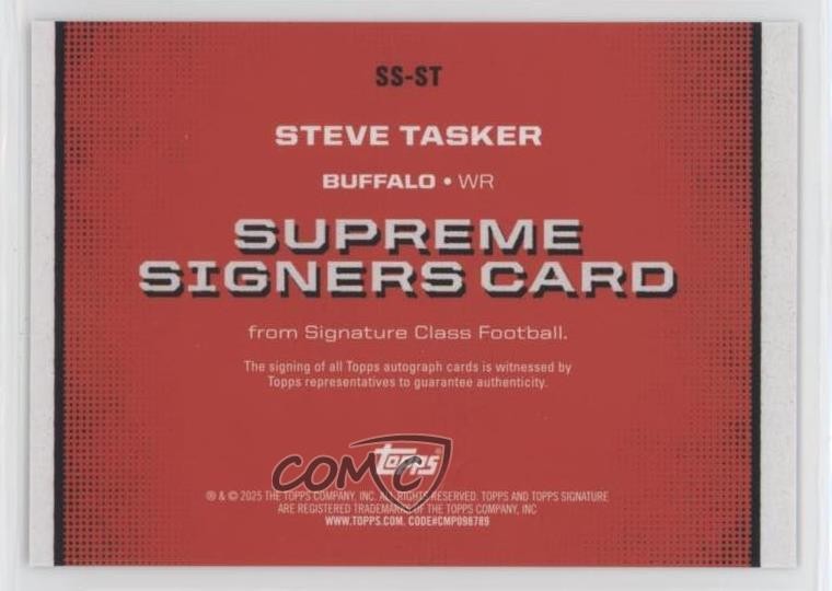 2024 Topps Signature Class Supreme Signers Steve Tasker #SS-ST Auto | eBay