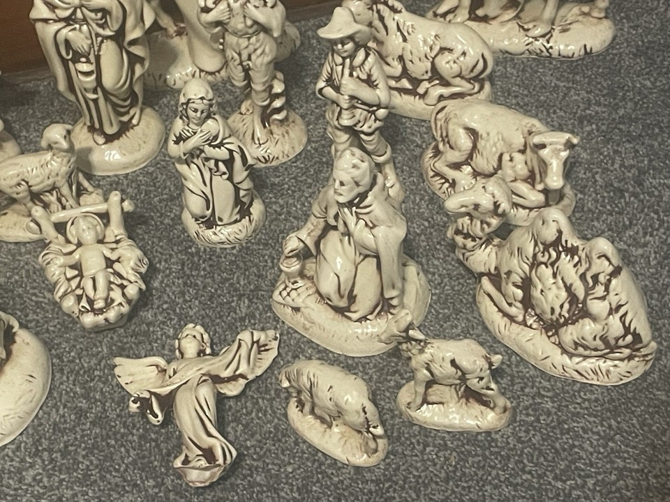 Atlantic Mold Nativity Set Ceramic 19 Piece Vintage Christmas Nativity ...