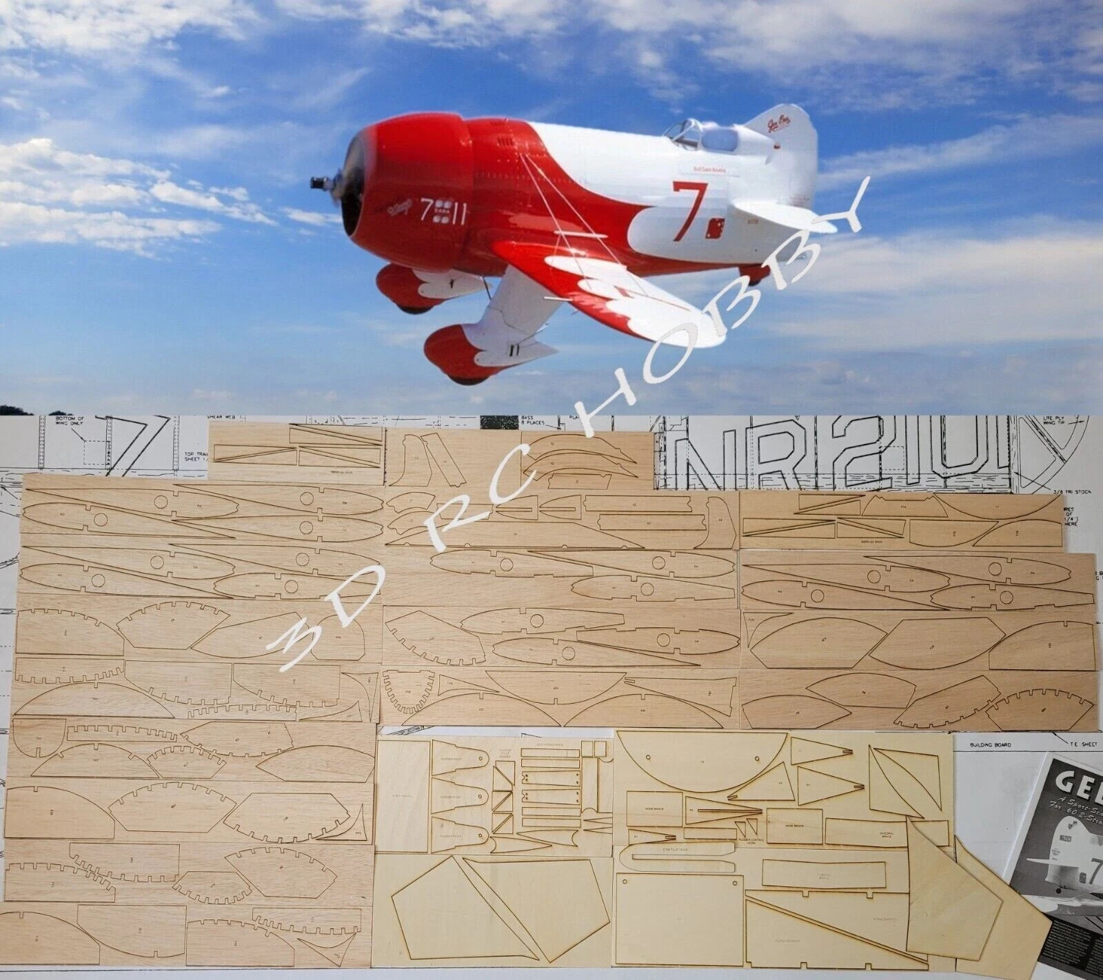 Gee Bee R2 60" WS RC Airplane Kit Balsa Ply Model Plane Short Kit ...