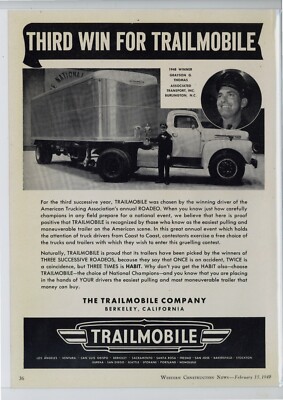 1949 Trailmobile Trailers Ad: Associated Transport ATA Roadeo Winner's ...