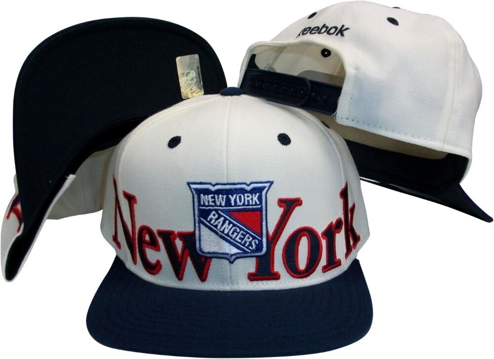 Vintage New York Rangers White/Navy Two Tone Adjustable Snapback Hat ...
