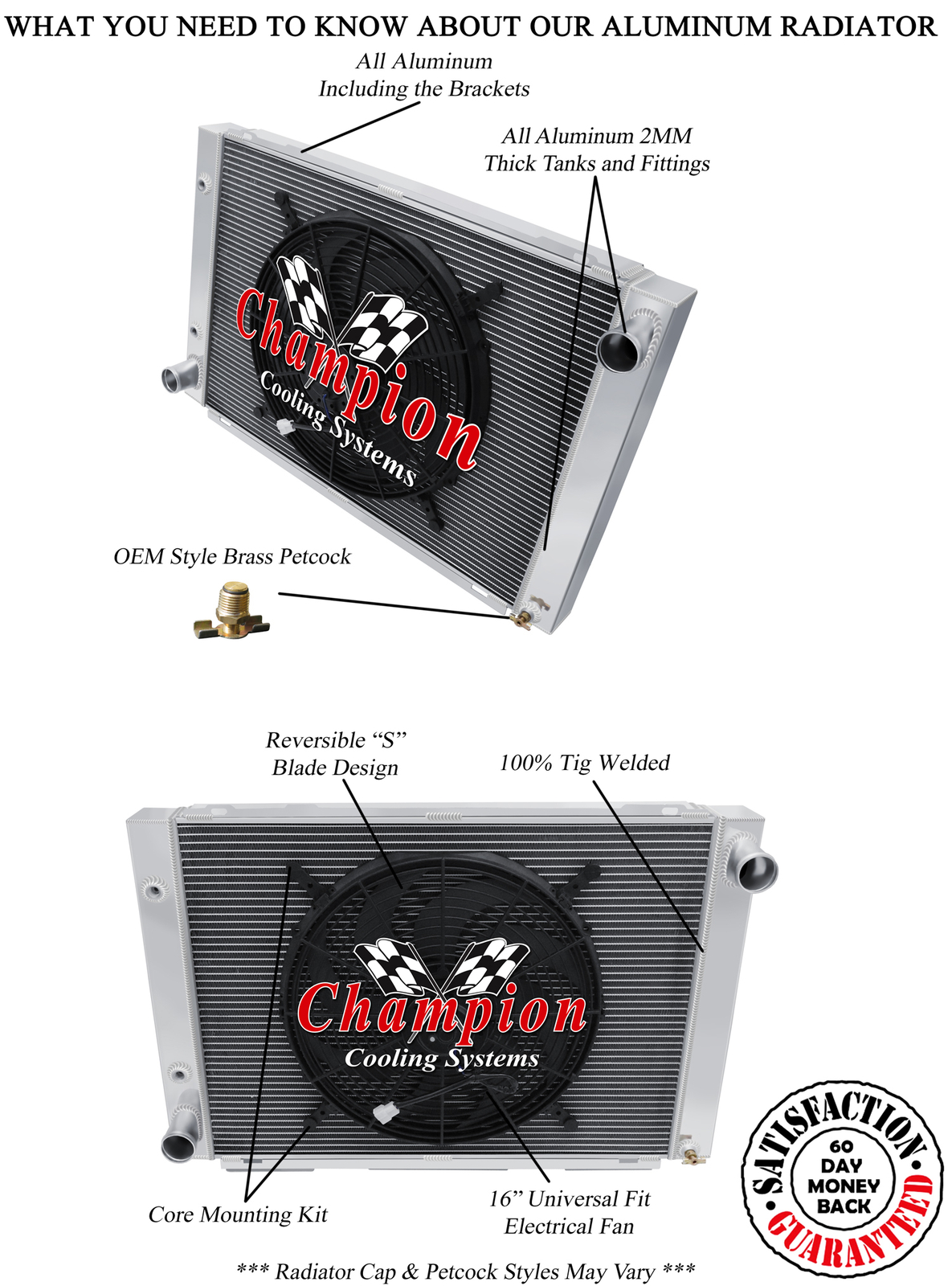 AL Champion 3 Row Radiator, 16" Fan for 1966 1967 Lincoln Continental ...