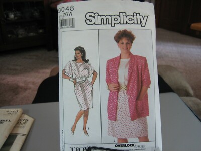 Simplicity 9048 Women's Dress & Unlined Jacket Pattern - Size 26W Bust ...