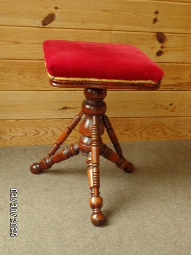 Vintage Tonk PIANO STOOL Chicago & New York turned ornate wood 3 legs ...