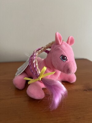 Vintage 90s MLP My Little Pony Beanie Plush RARE Pink Sundance Braided ...
