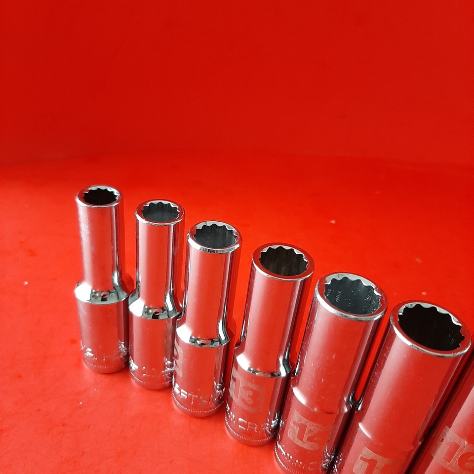 CRAFTSMAN Easy Read 15 Piece 1/2" Drive Deep Metric 12 Pt Socket Set ...