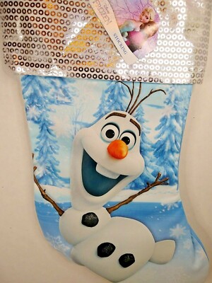 Frozen Disney Olaf Christmas Stocking 15 inch New Silver dotted top | eBay