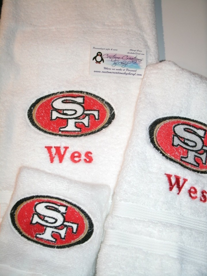 Custom 49ers Personalized 3 Piece Bath Towel Set, Football Any Team ...