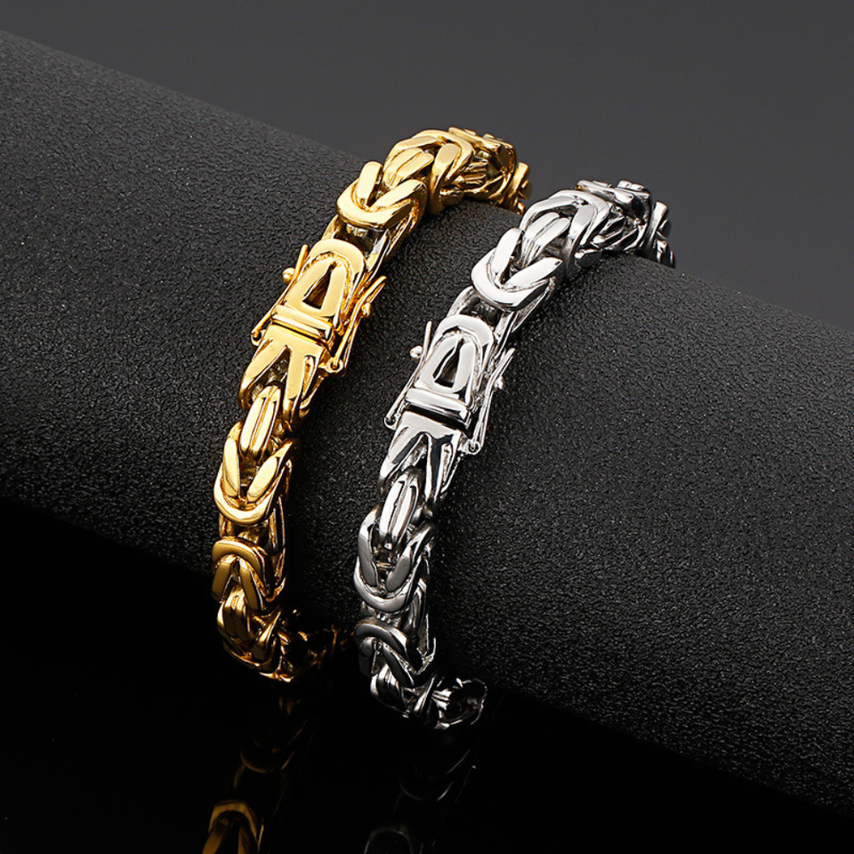 kings Braid Byzantine Chain Bracelet Italian Luxury Fashion Titanium ...