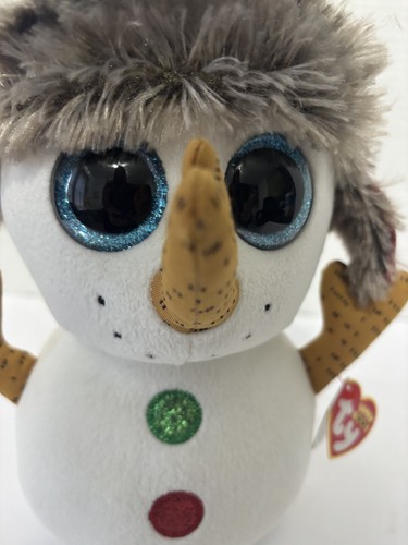 Ty Beanie Boos BUTTONS the Snowman 9" 2018 Red Sparkle Hat RETIRED NEW ...