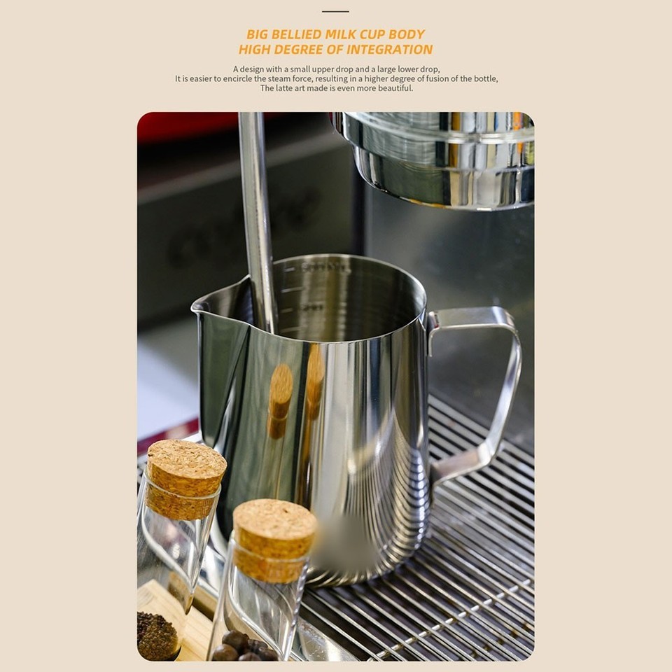 Stainless Steel Milk Foam Cup for Latte Art with Double V Spout and ...