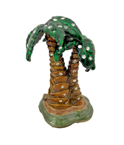 Tropical Palm Trees Hand Painted Enamel Collector's Magnetic Hinged ...