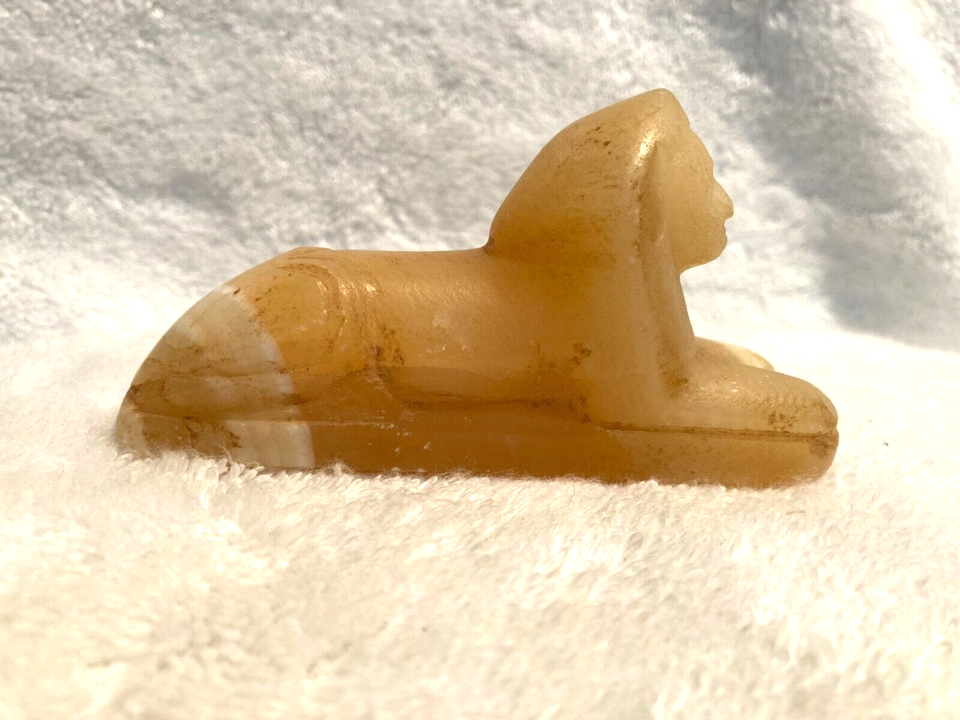 Sphinx Carved Alabaster Stone Yellow/White 2" T x 4" x 1 1/4" | eBay