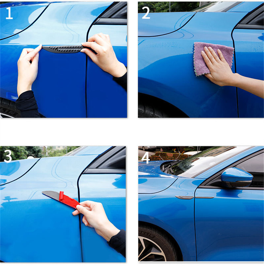 4Pcs Carbon Fiber Dagger Emblem Trim Cover Decals For Car Front Door ...