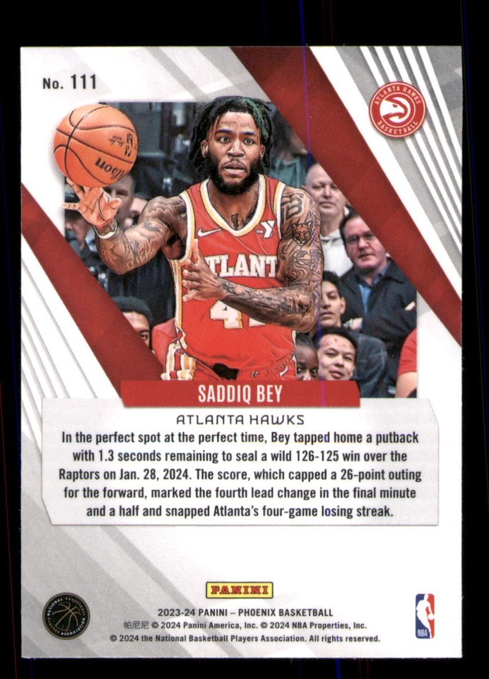 2023-24 Panini Phoenix #111 Saddiq Bey | eBay