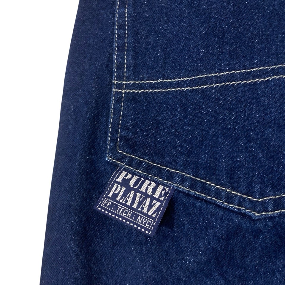 Vintage Y2k Pure Playaz Blue Jeans 38 Hip Hop Skater Baggy Wide Barrel ...