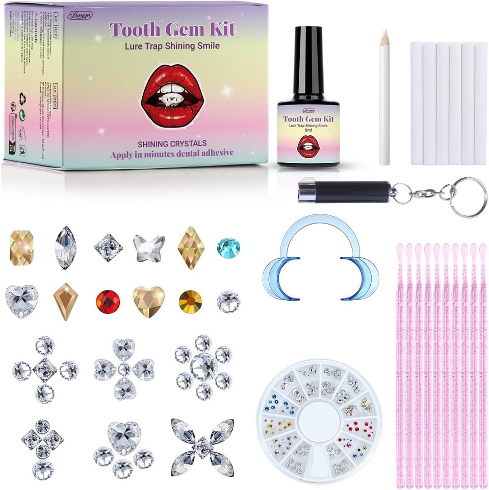 DIY Tooth Gem Kit, 120 Tooth Gems & Applicator, Removable & Temporary ...