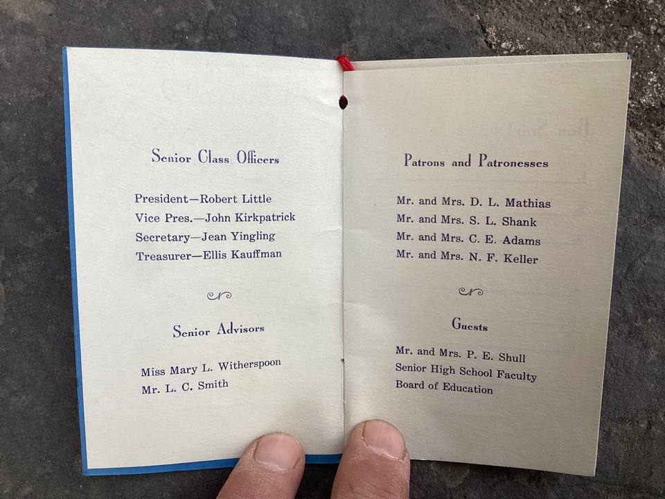 Original Vintage 1943 WW2 Waynesboro PA Junior Senior High School Prom ...