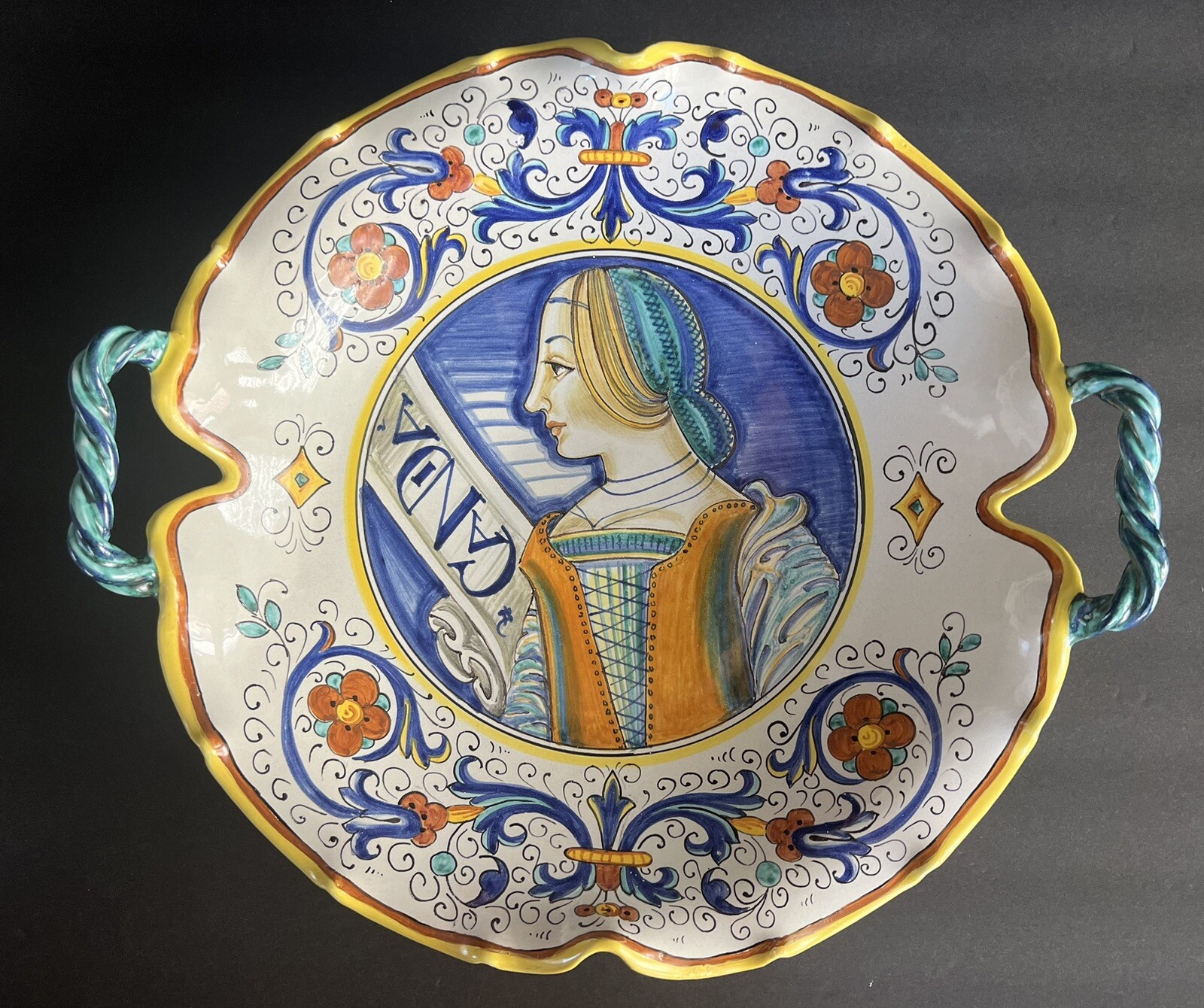 Italian Francesca Niccacci Hand painted "Candia" portrait wall plate ...