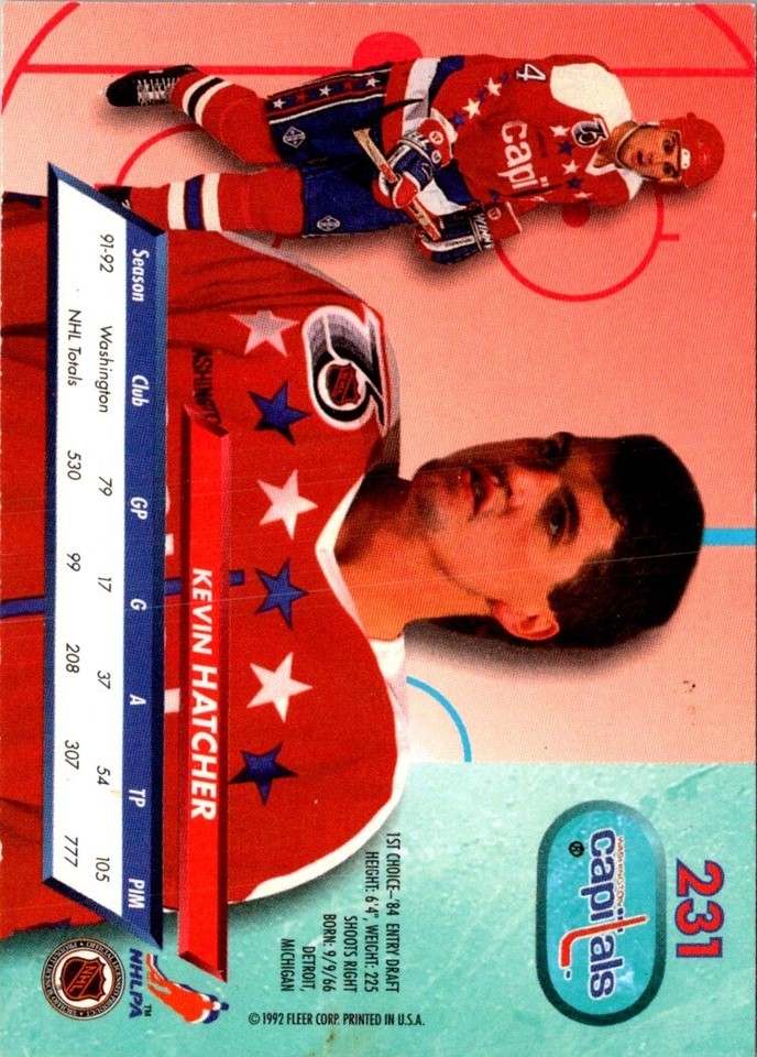 1992 Ultra Kevin Hatcher #231 Washington Capitals Hockey Card | eBay