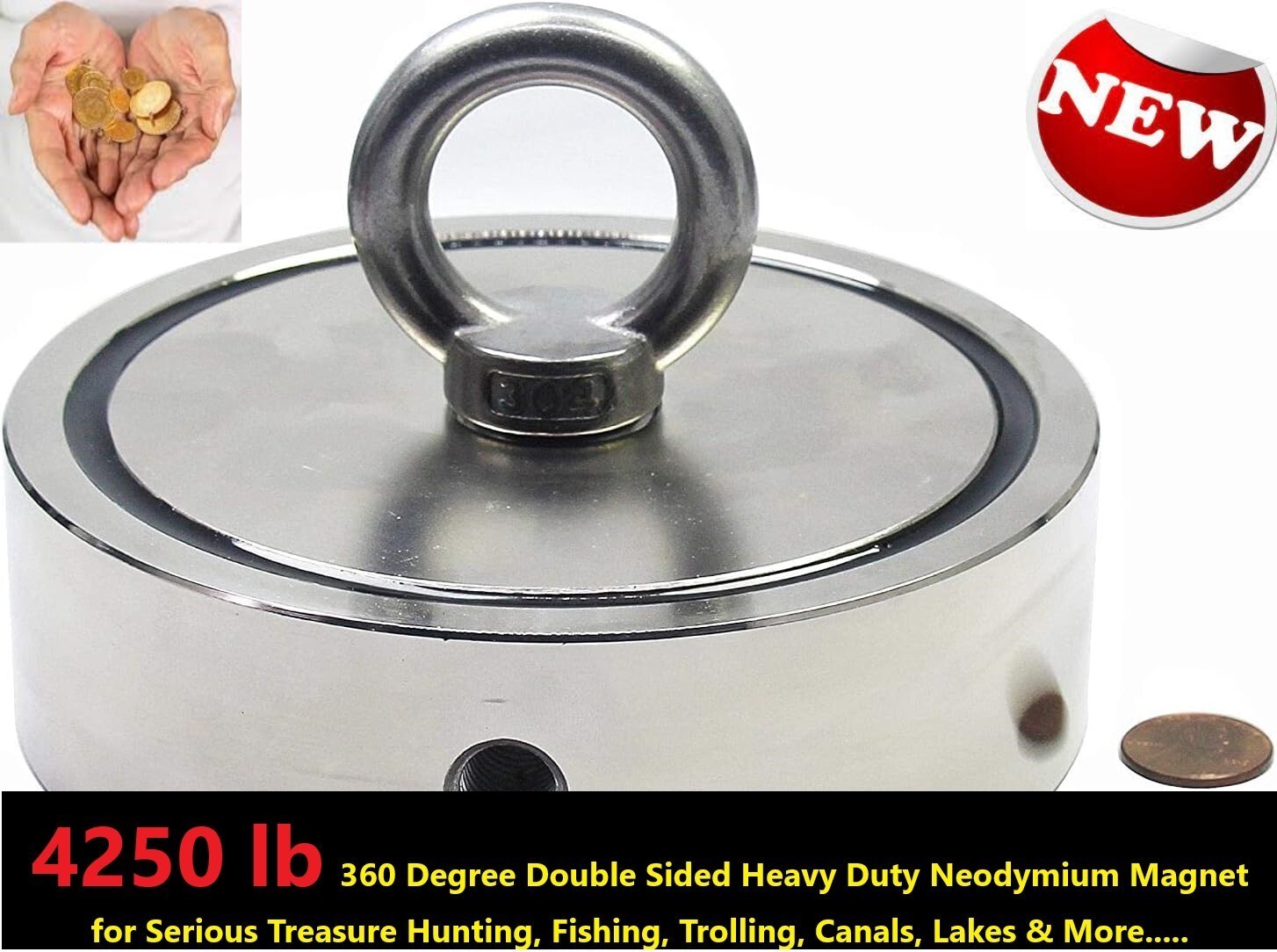 'The Beast' Worlds Strongest Fishing Magnet 4250 lbs Pull Force For The ...