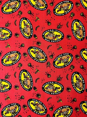 Vintage Disney Lion King Pumbaa & Timon “Bug Patrol” Red Fabric Panel ...