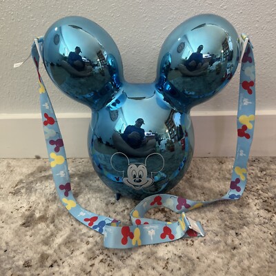 Disney Parks Mickey Mouse Balloon Popcorn Bucket Metallic Blue ...